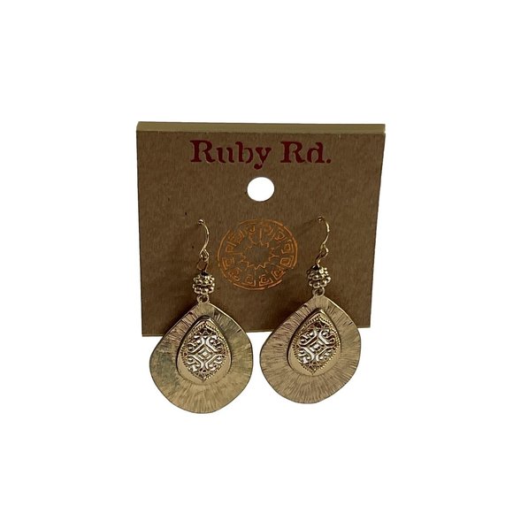 Ruby Rd. | Jewelry | Ruby Rd Earrings Textured Gold Tone Filigree ...